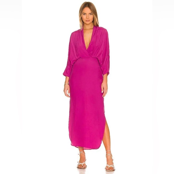 S.W.F | Dresses | Swf Sunset Kimono Sleeves Side Slit Maxi Dress ...